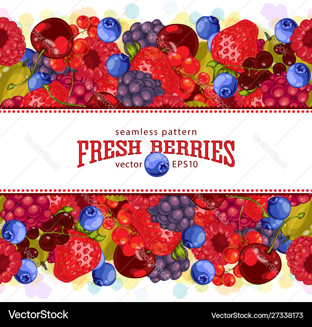 Seamless pattern fresh berries Royalty Free Vector Image