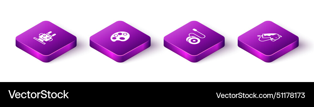 Set isometric robot toy palette yoyo Royalty Free Vector