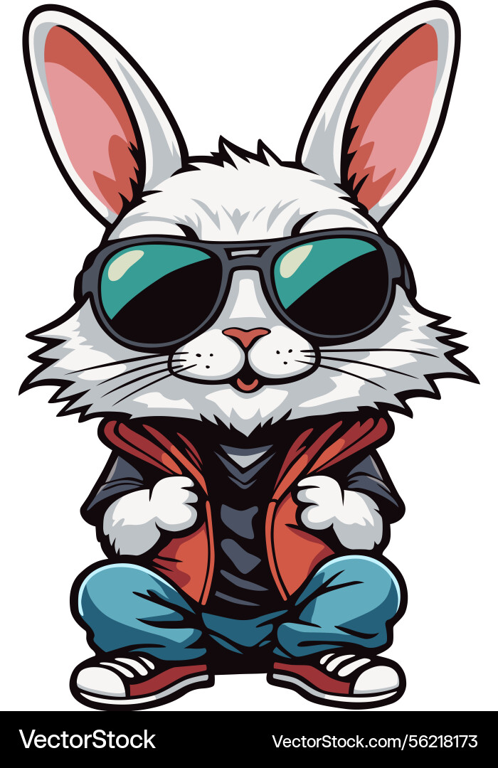 Stylish Cool Rabbit Cartoon Royalty Free Vector Image