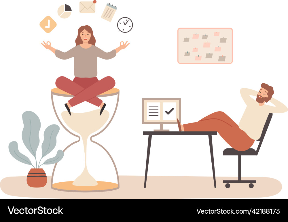 Work time management relax and meditation Vector Image