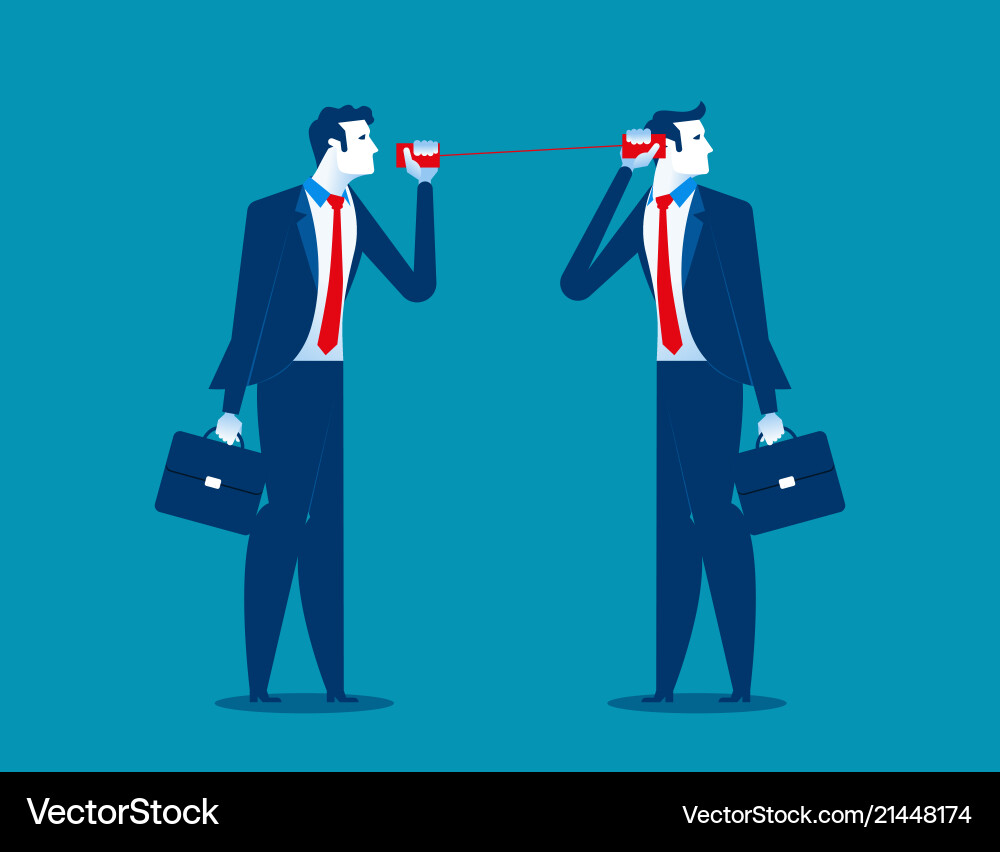 Businessman communicating through tin cans Vector Image