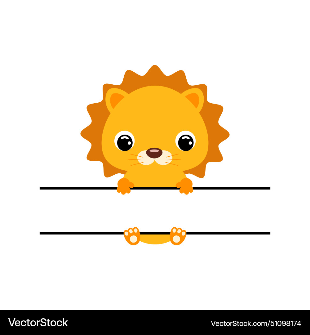 Cute lion split monogram funny cartoon character Vector Image