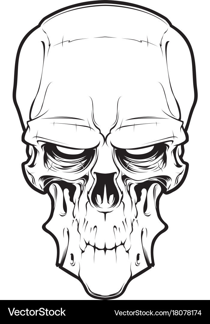 Decrepit evil cartoon skull Royalty Free Vector Image