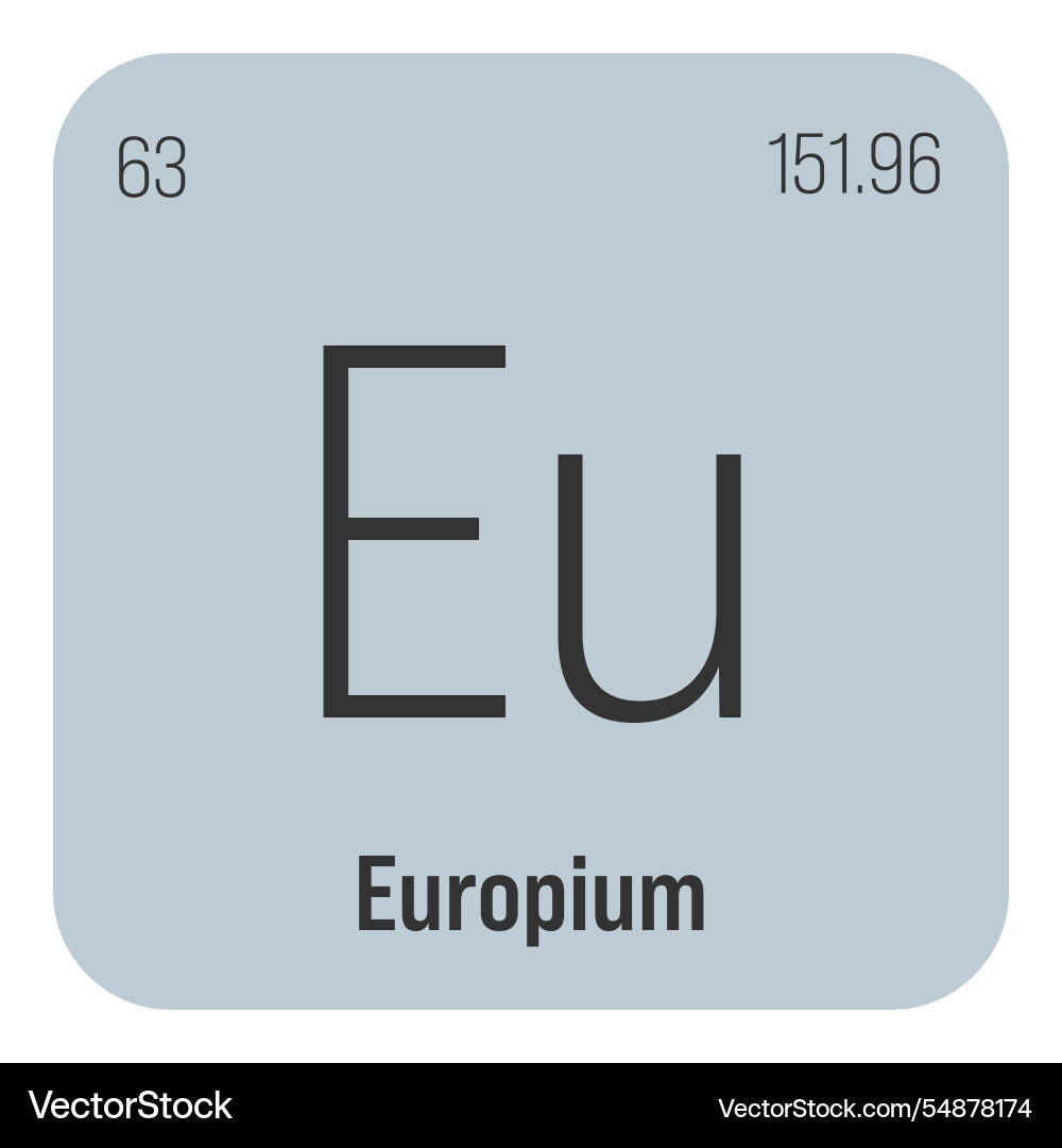 Europium eu periodic table element Royalty Free Vector Image