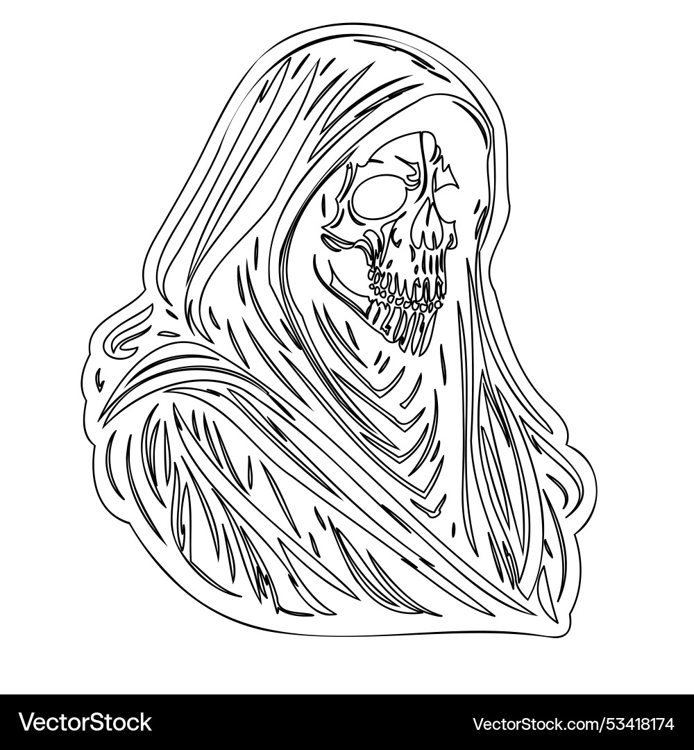 Grim reaper halloween sketch outline Royalty Free Vector