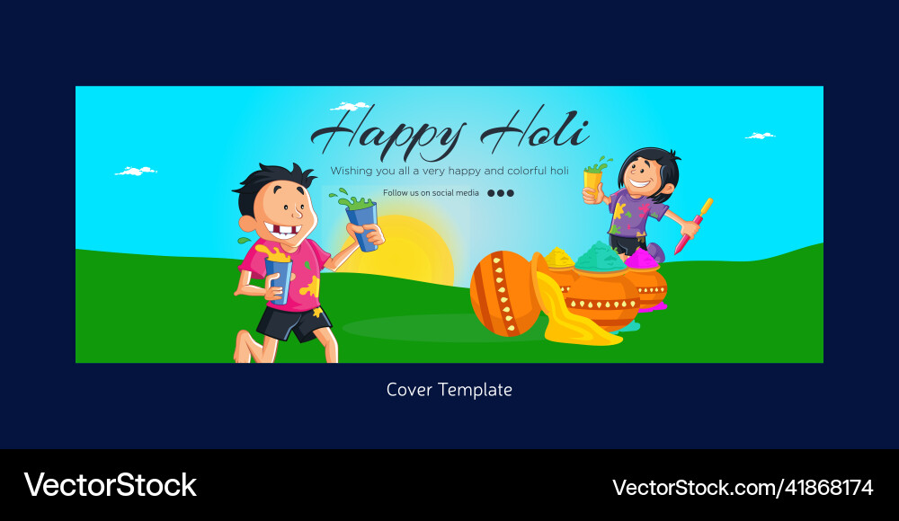 Happy holi cover page design Royalty Free Vector Image