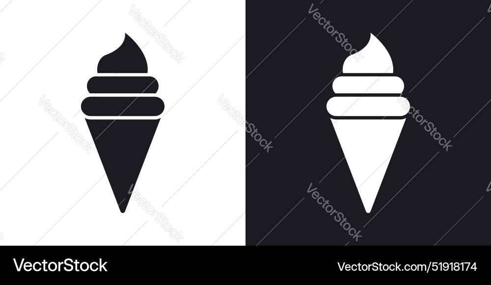 Ice cream icon set in solid black and white color Vector Image