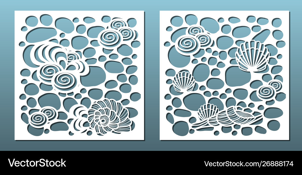 Laser cut panels set template for metal cutting Vector Image