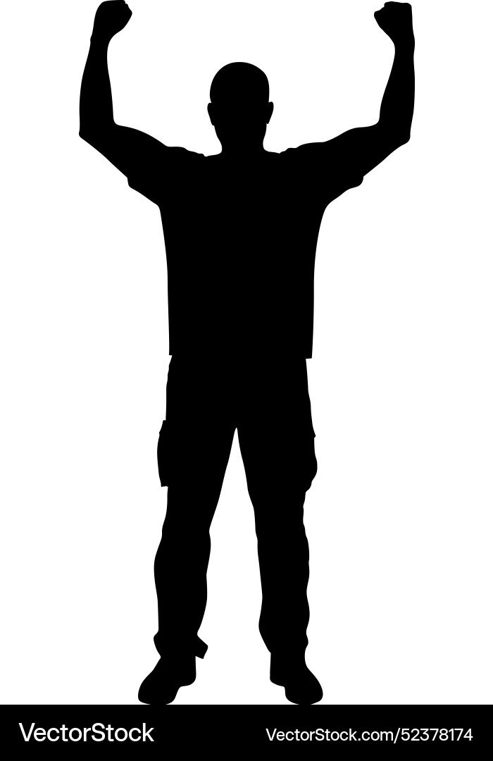 Man Raising Hands - Triumph Pose Royalty Free Vector Image