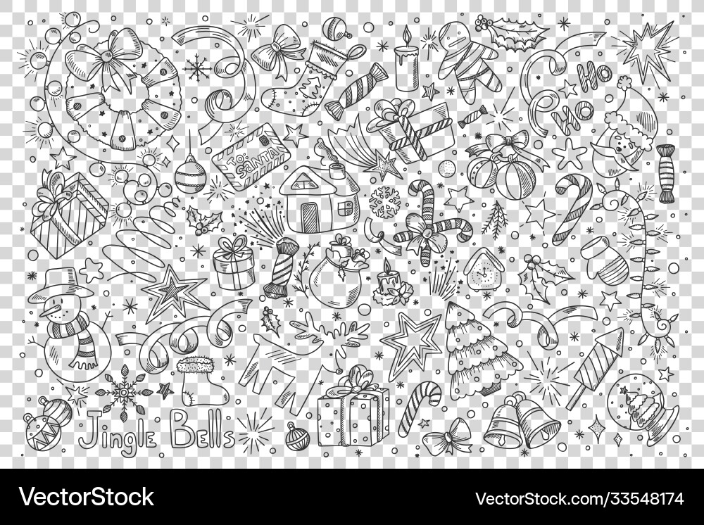 Merry christmas doodle set Royalty Free Vector Image
