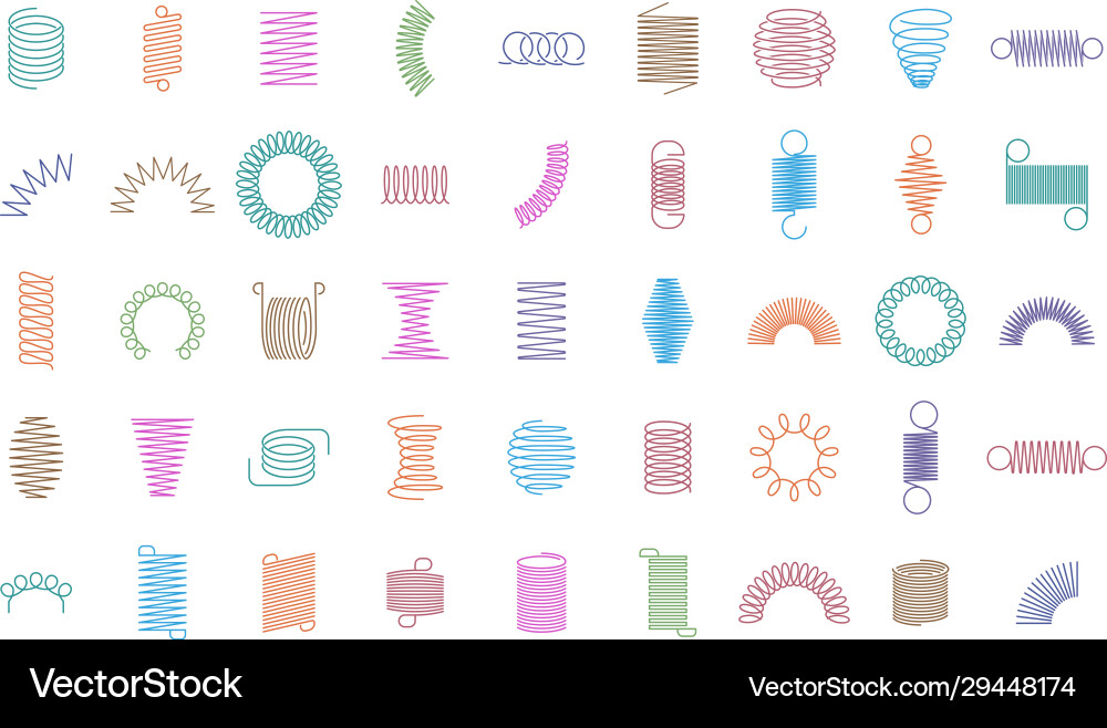Metal curved spring wire springs mechanical Vector Image