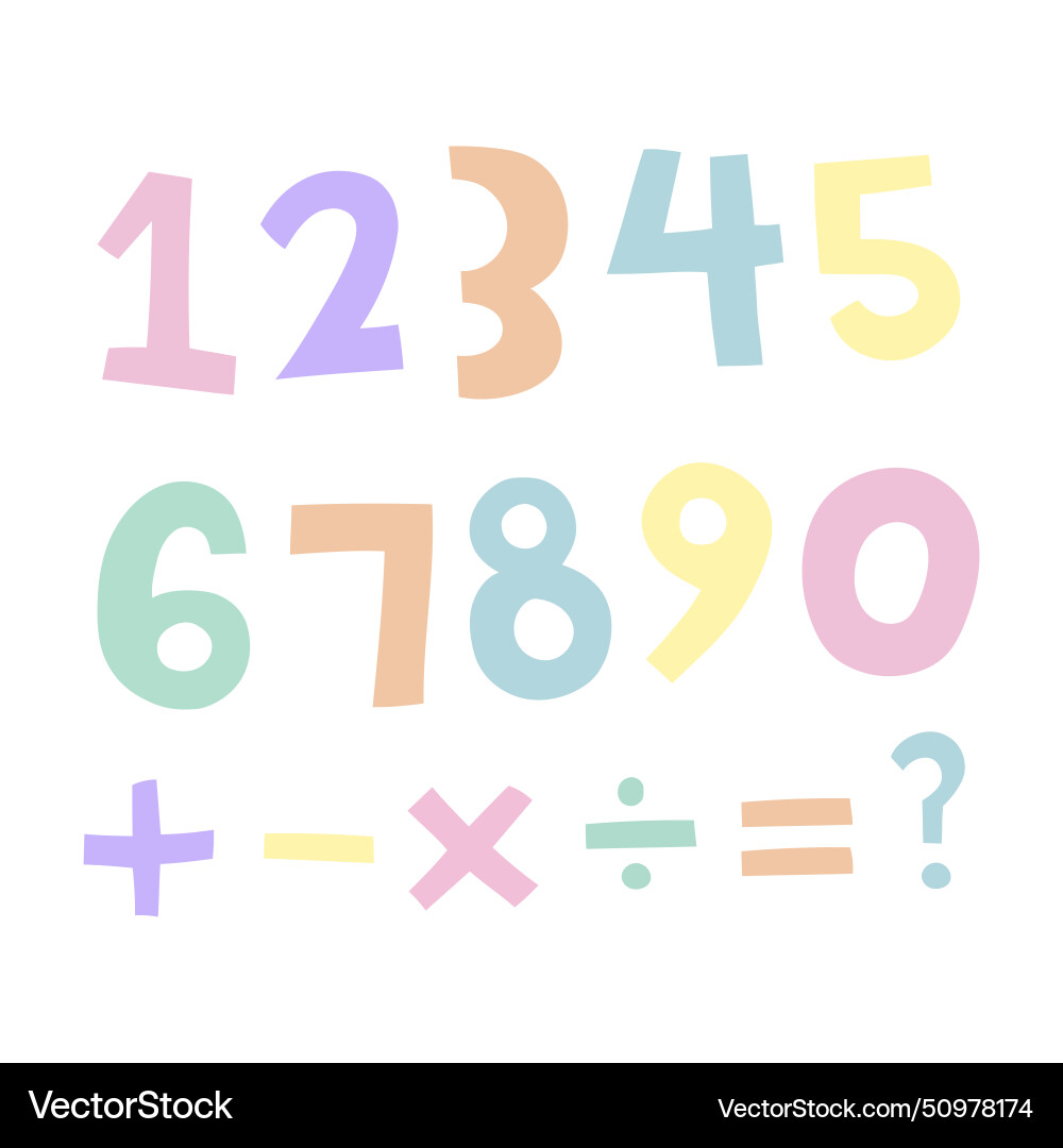 Number and math symbol 1 Royalty Free Vector Image