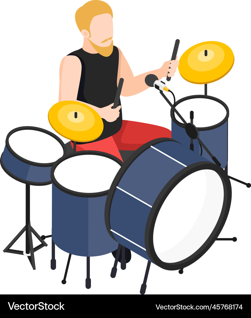 Street drummer artist composition Royalty Free Vector Image