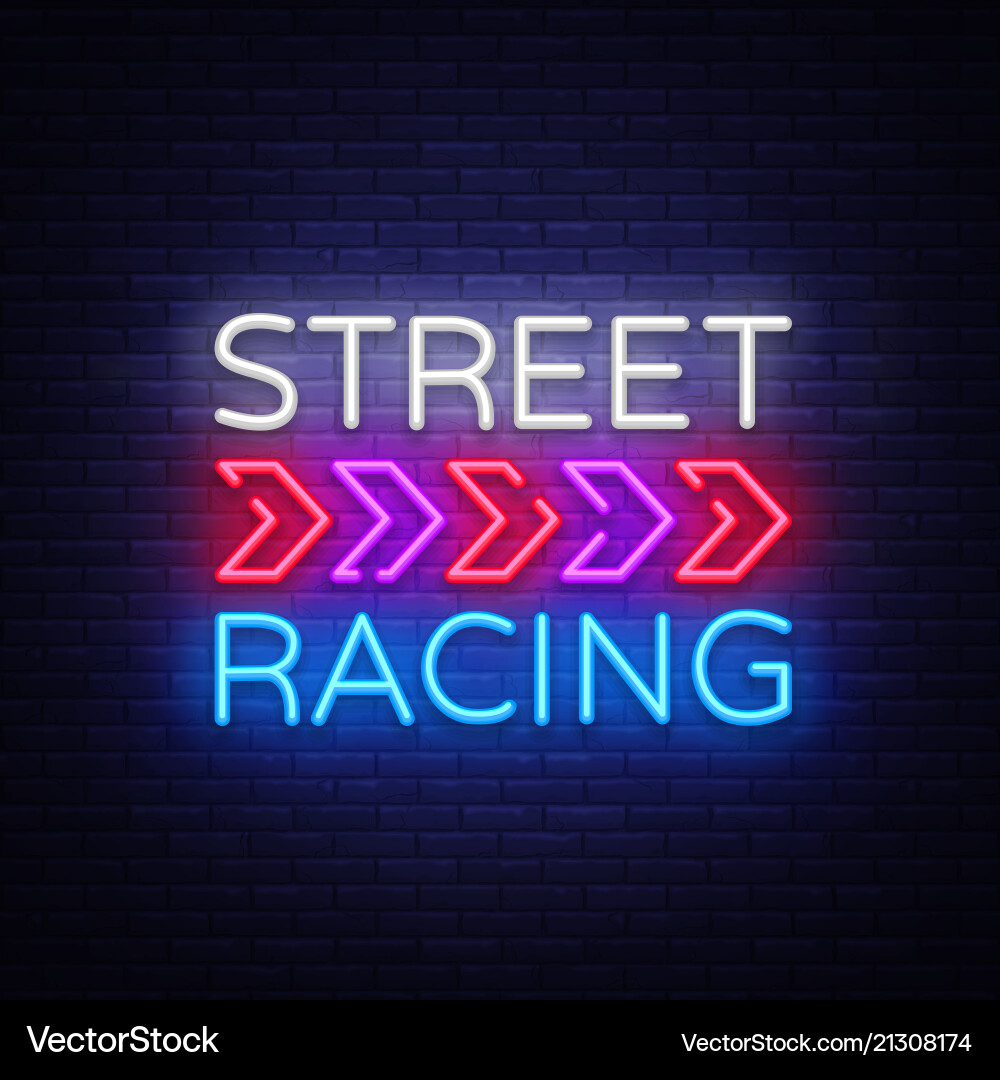Street racing night neon logo Royalty Free Vector Image