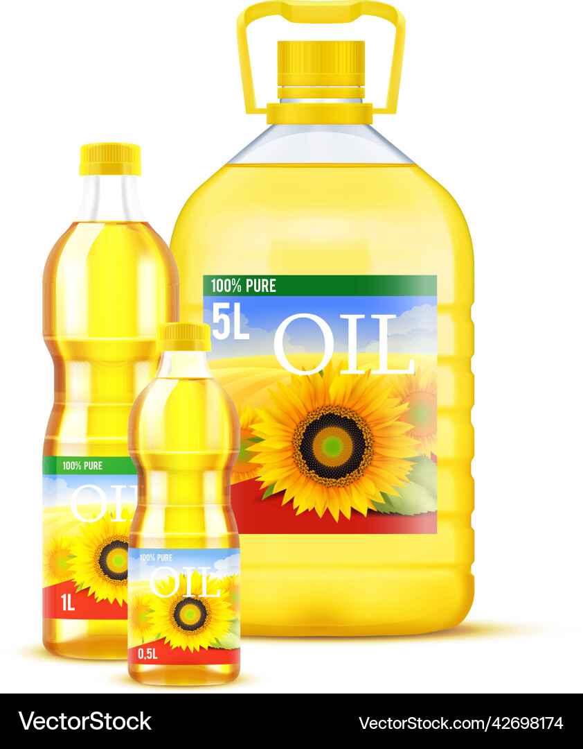 Sunflower oil composition Royalty Free Vector Image