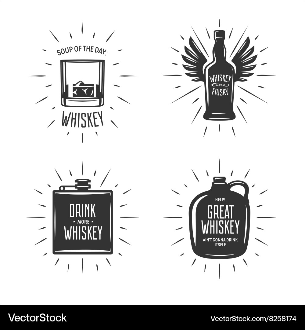 Whiskey related typography set quotes Royalty Free Vector