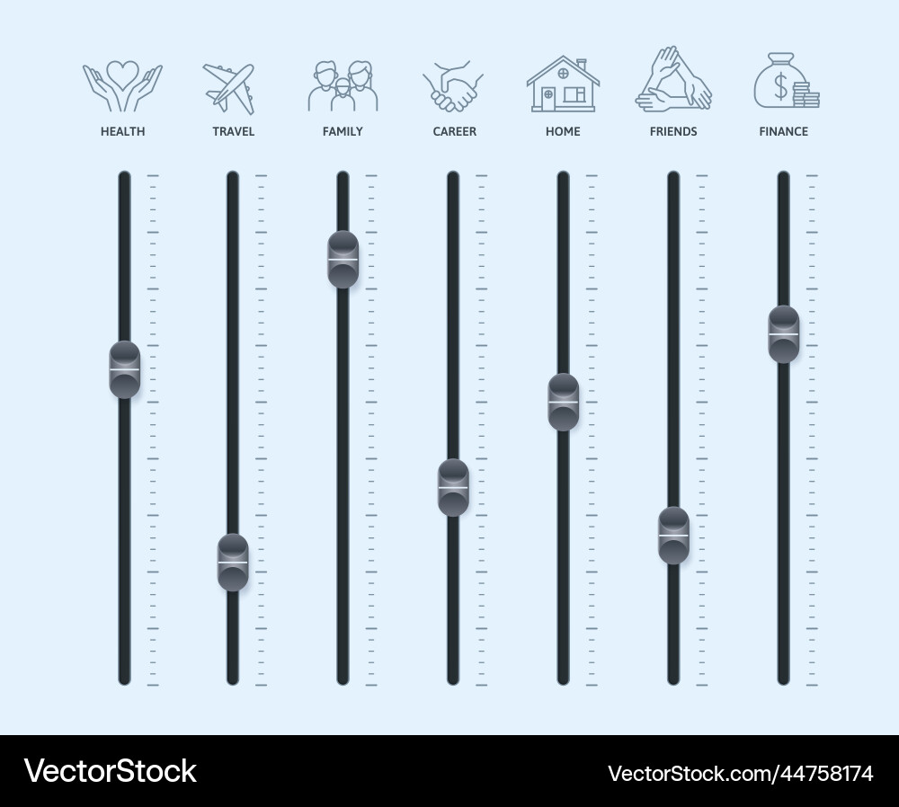 Work life balance priorities control board Vector Image