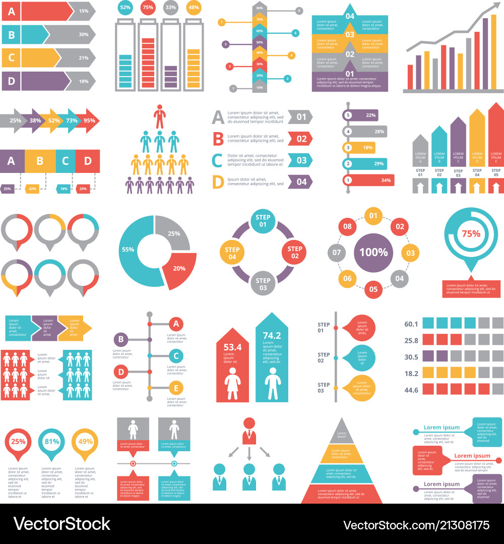 Charts graphs and other different infographics Vector Image