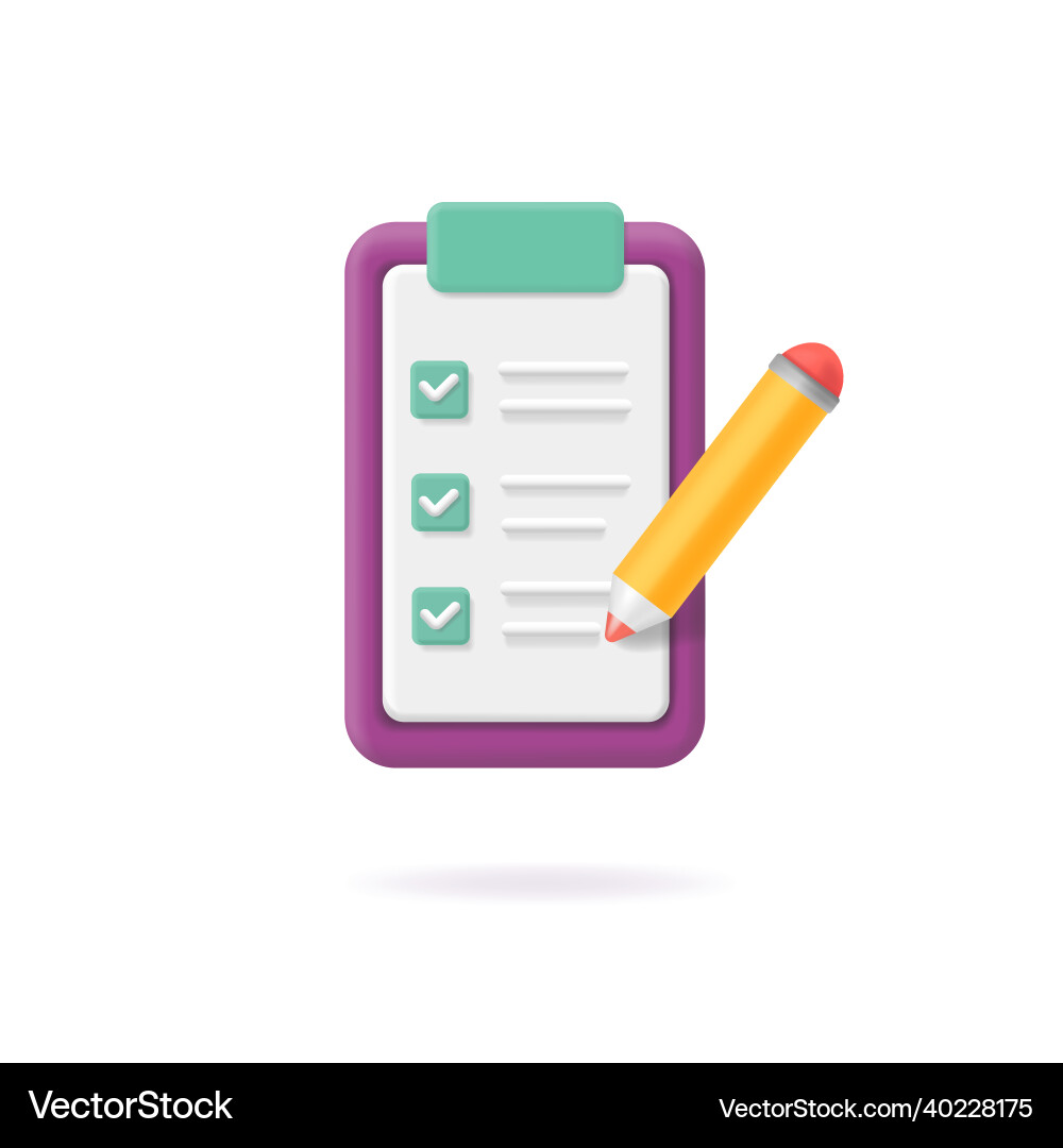 Clipboard and pencil icon checklist with tasks Vector Image