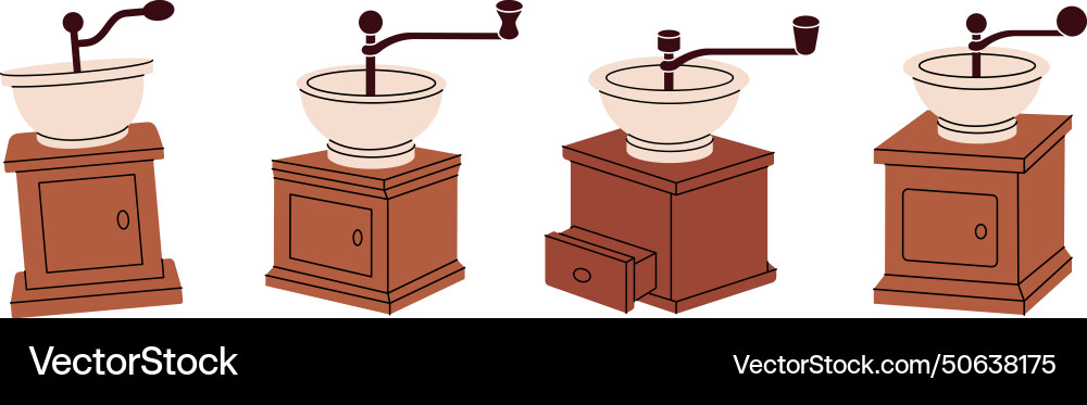 Coffee grinders hand drawn elements for cafe menu Vector Image