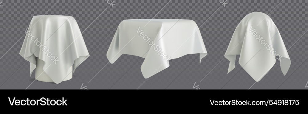 Cover cloth set with draped fabric reveal effect Vector Image