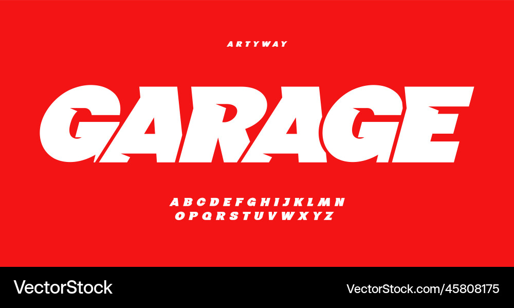Garage service font bold italic letters dynamic Vector Image
