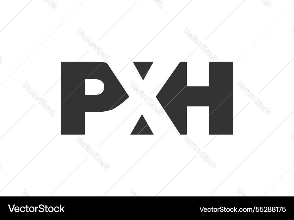 Pxh logo design initial letter p x h bold font Vector Image