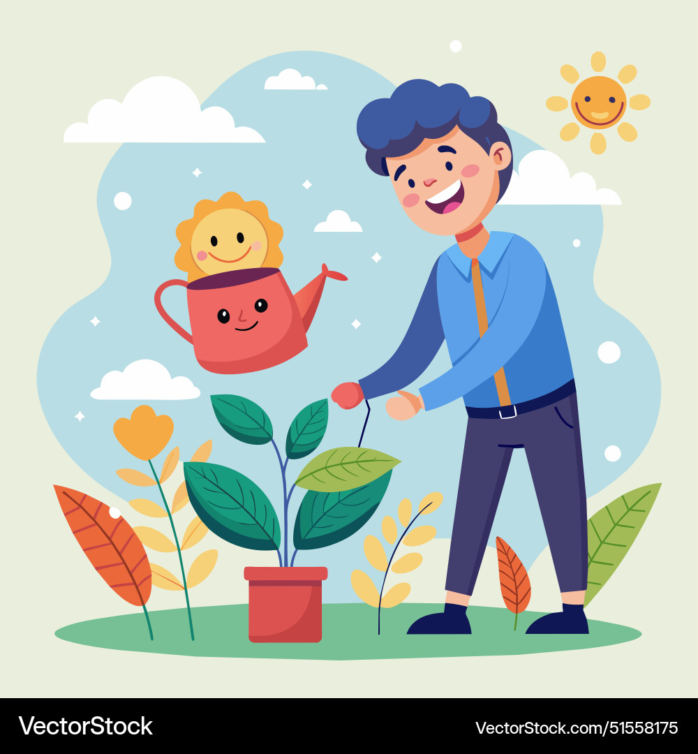 Wellbeing happiness or positive attitude Vector Image