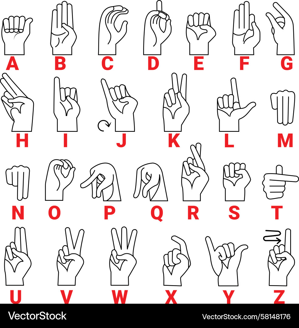 ASL Sign Language Hands Royalty Free Vector Image