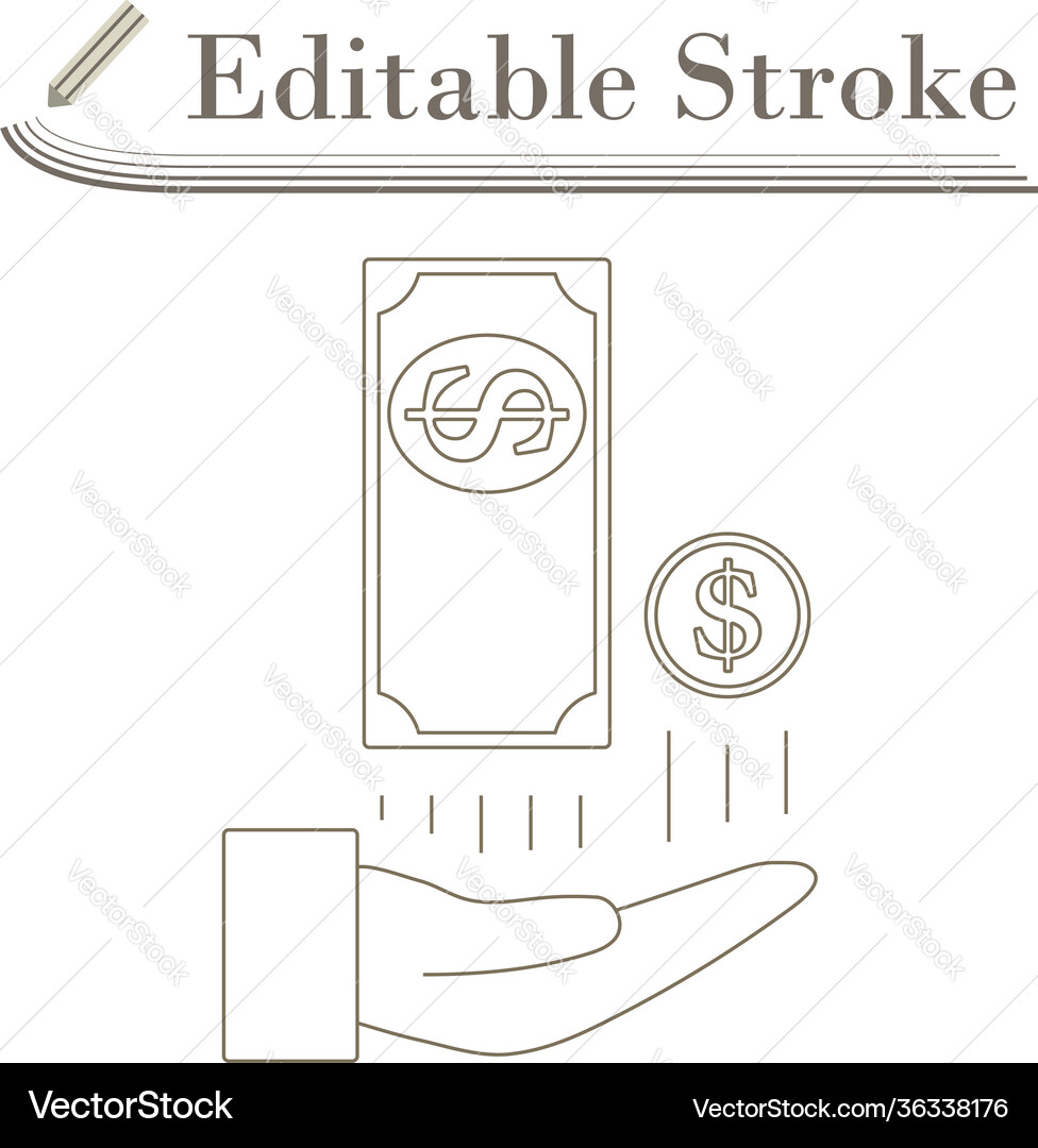Cash back to hand icon Royalty Free Vector Image