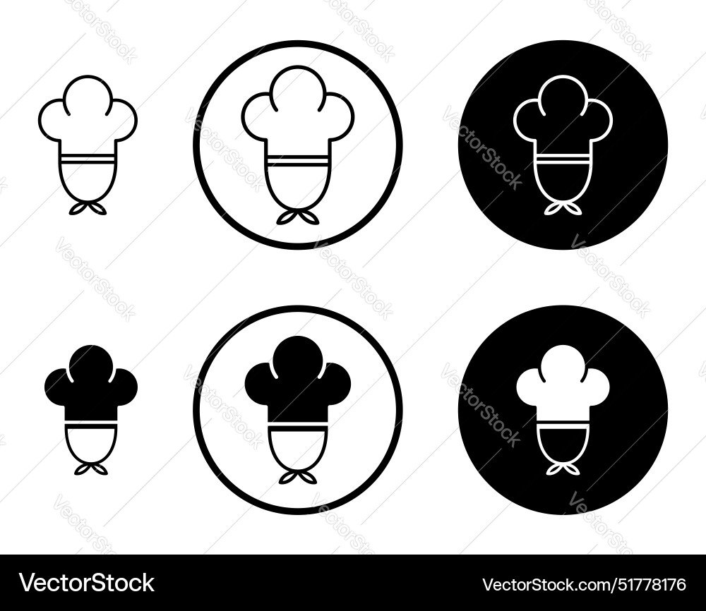 Chef icon set black filled and outlined style Vector Image