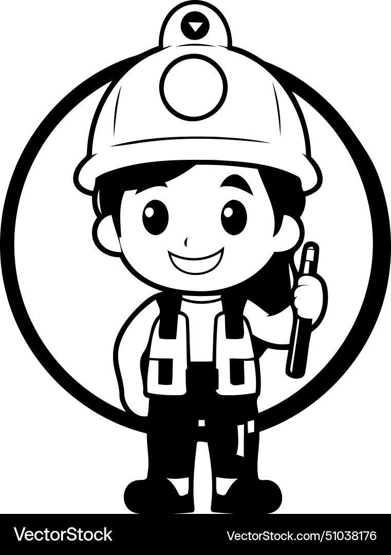 Cute construction worker mascot cartoon character Vector Image
