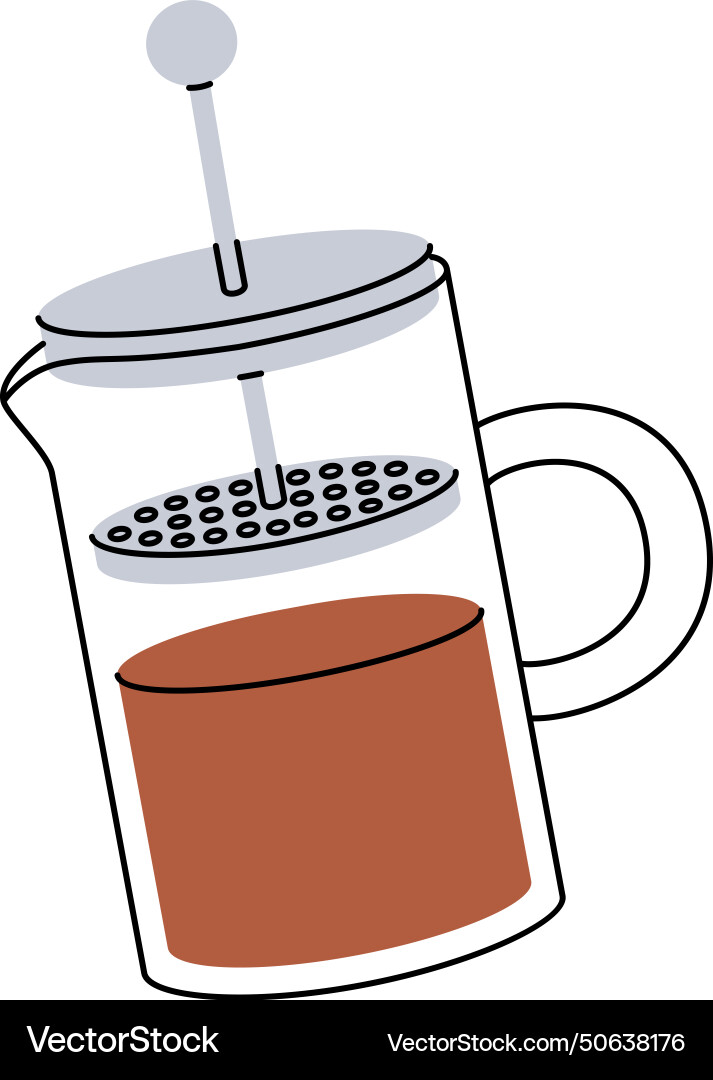 French press coffee hand drawn elements for cafe Vector Image