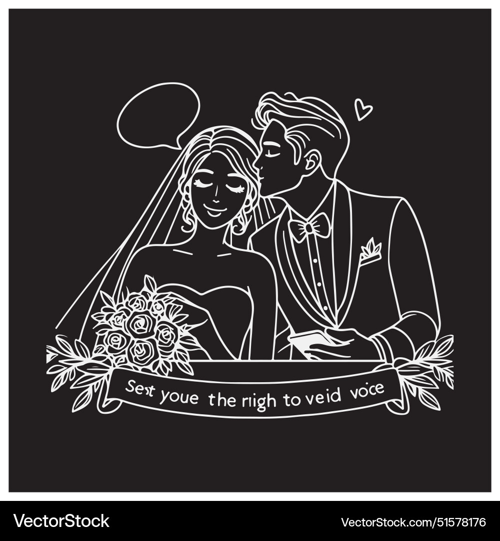 One continuous drawn line wedding from Royalty Free Vector