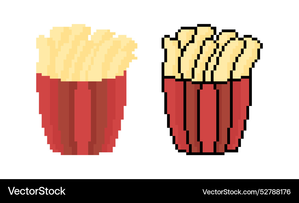 Pixel french fries Royalty Free Vector Image - VectorStock