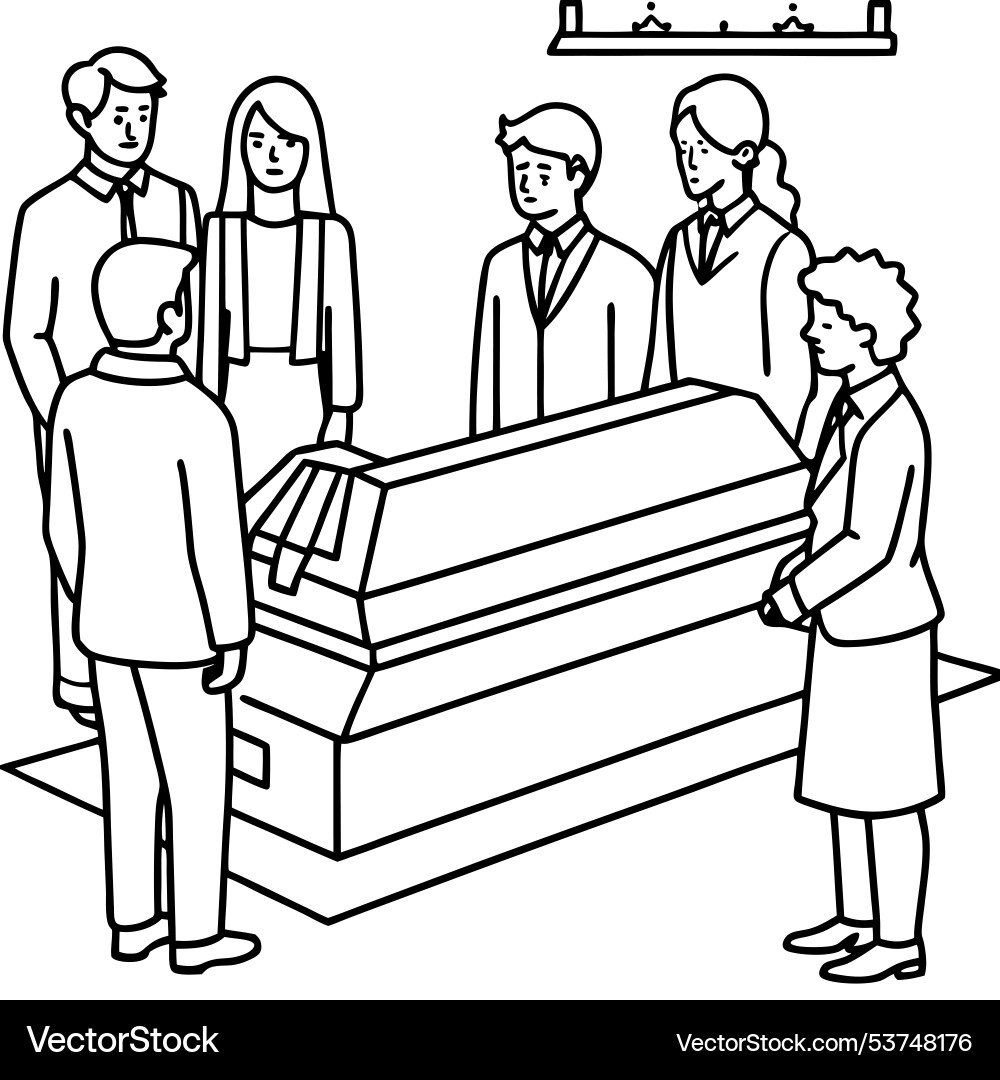 Relatives making funeral ceremony scene Royalty Free Vector