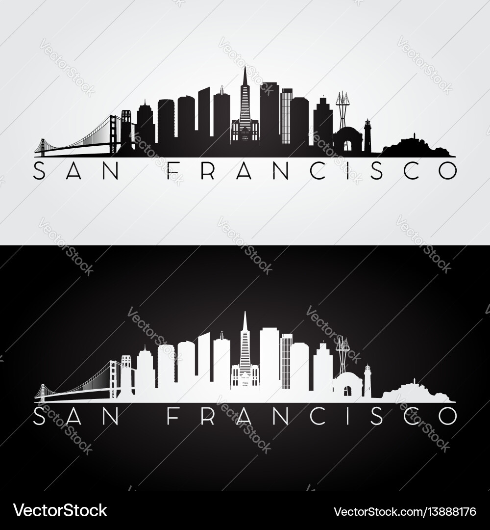 San Francisco Skyline Silhouette Royalty Free Vector Image