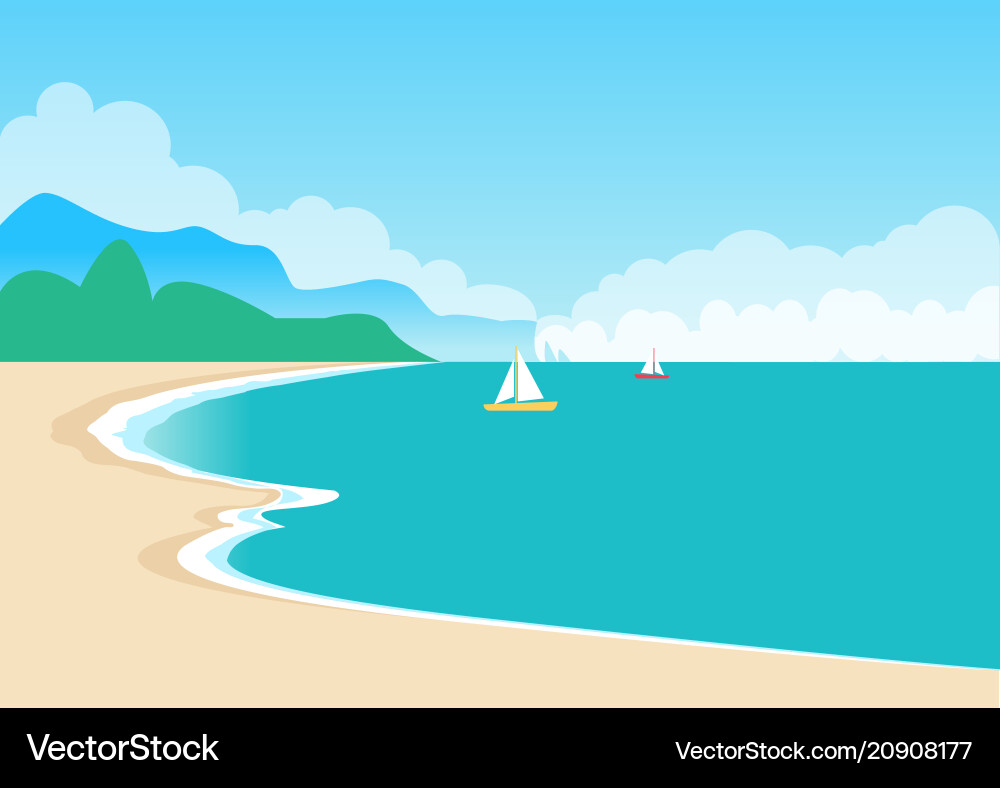 Cute sea coast color banner Royalty Free Vector Image