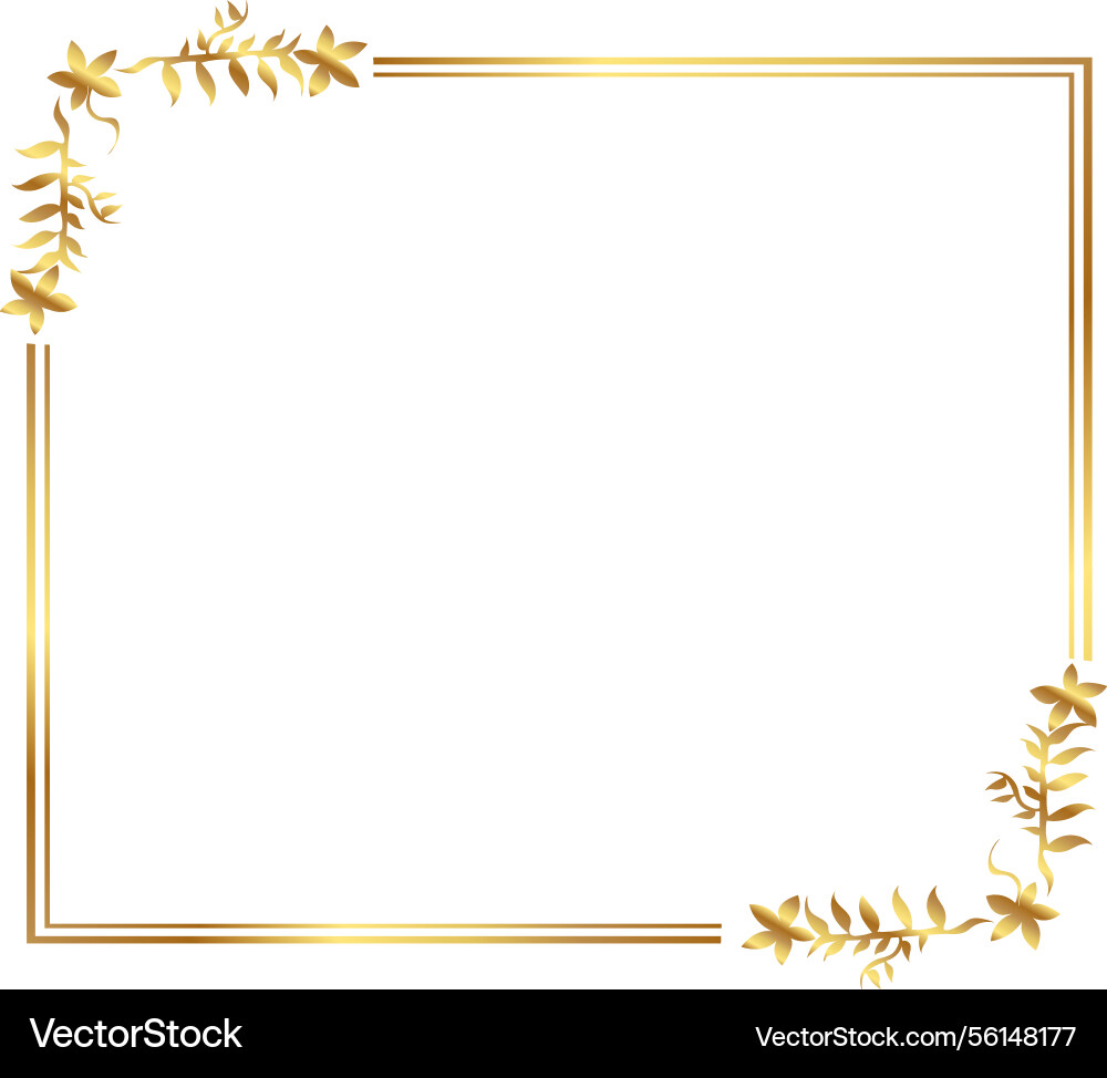 Gold border golden warm color frame free Vector Image
