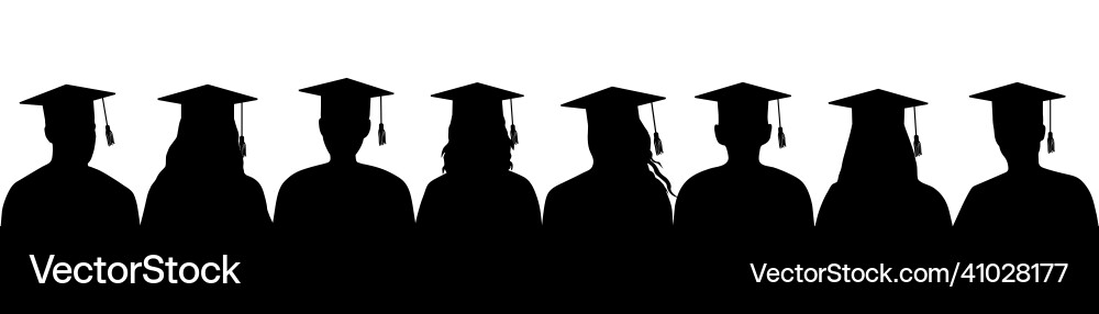 Graduate students in academic square cap Vector Image