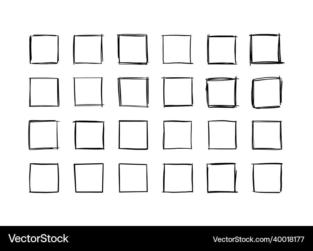Hand drawn square frames in sketchy style Vector Image