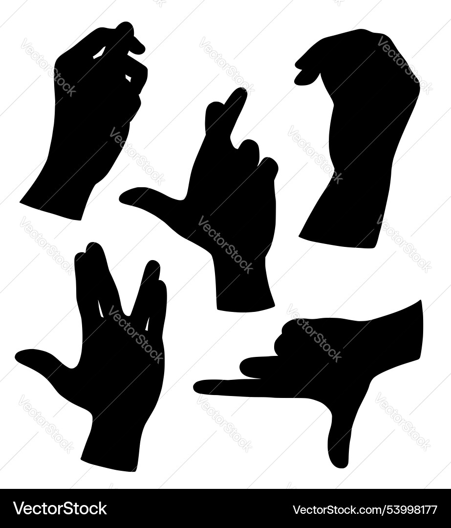 Human hand sign action black silhouette Royalty Free Vector