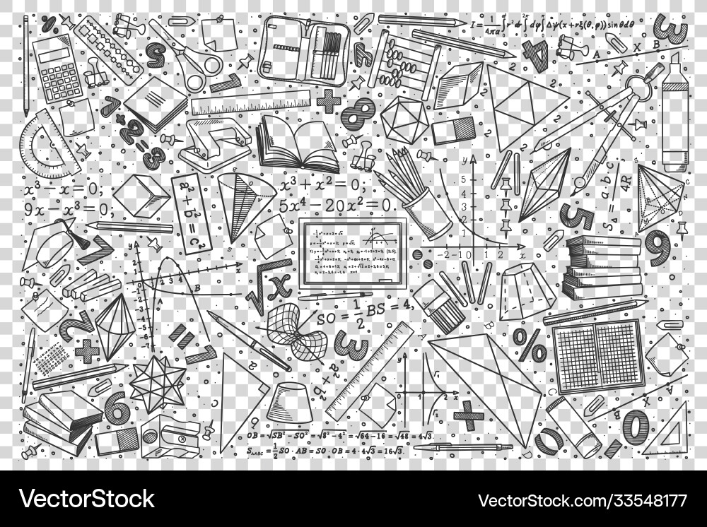 Mathematics doodle set Royalty Free Vector Image