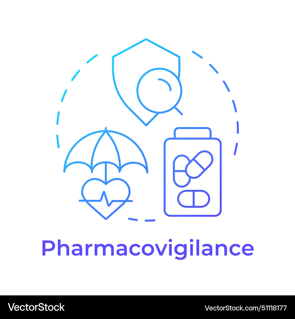 Pharmacovigilance blue gradient concept icon Vector Image