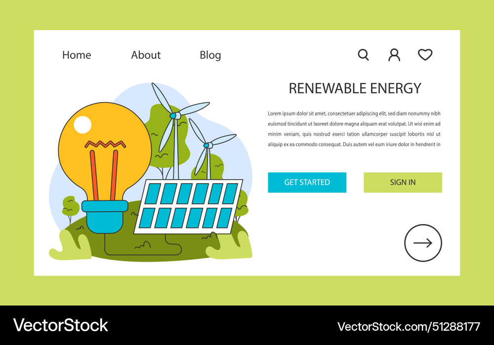 Renewable energy web banner or landing page solar Vector Image