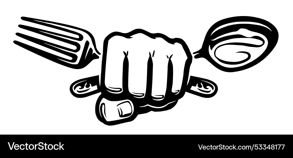 Restaurant diner hand with spoon and fork Vector Image