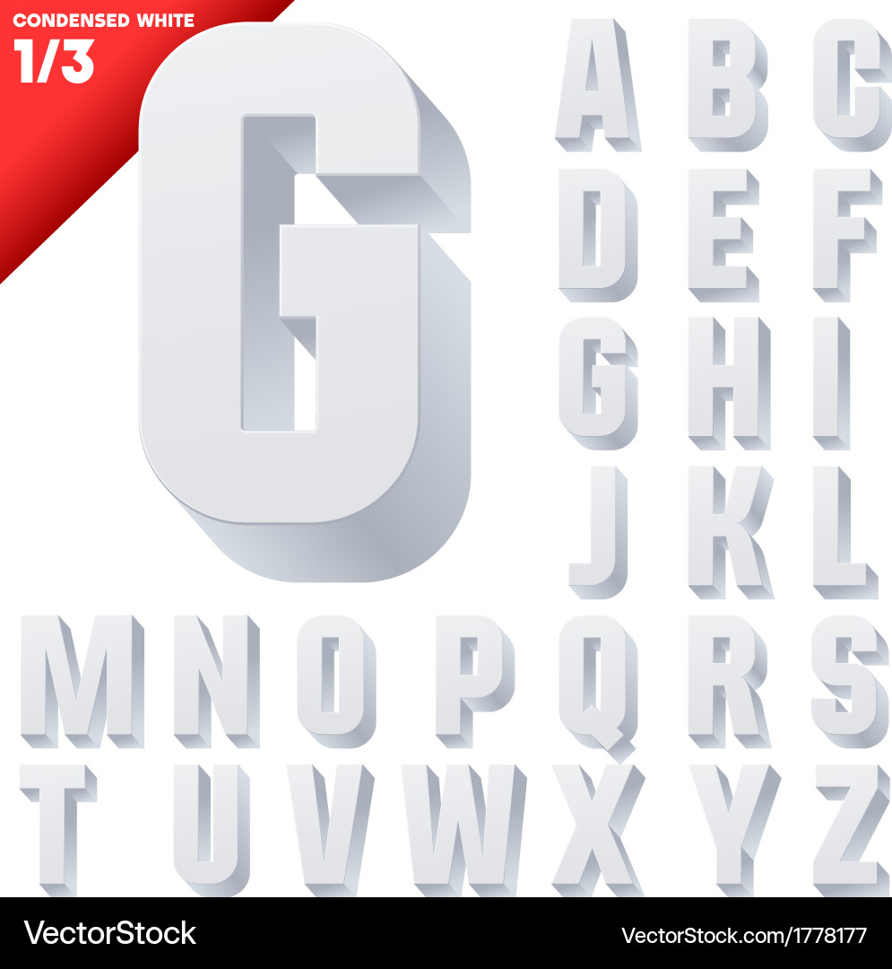 Three-dimensional condensed alphabet Royalty Free Vector
