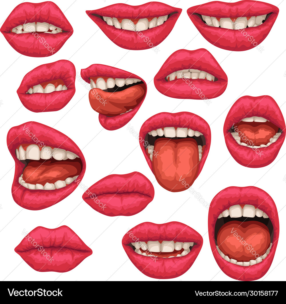 Woman mouth set Royalty Free Vector Image - VectorStock