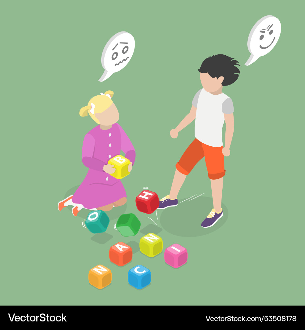 3d isometric flat of abusive Royalty Free Vector Image