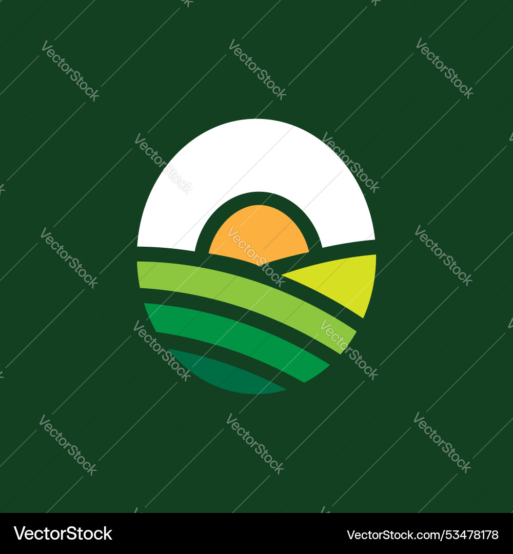 Agriculture field circle colorful modern logo Vector Image